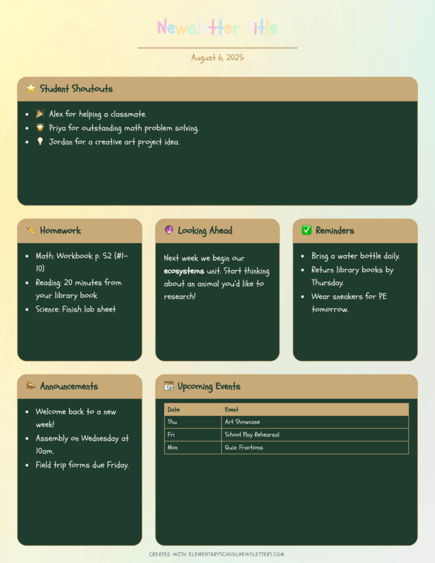 Classroom Newsletter Maker - Create Free Classroom Newsletter ...